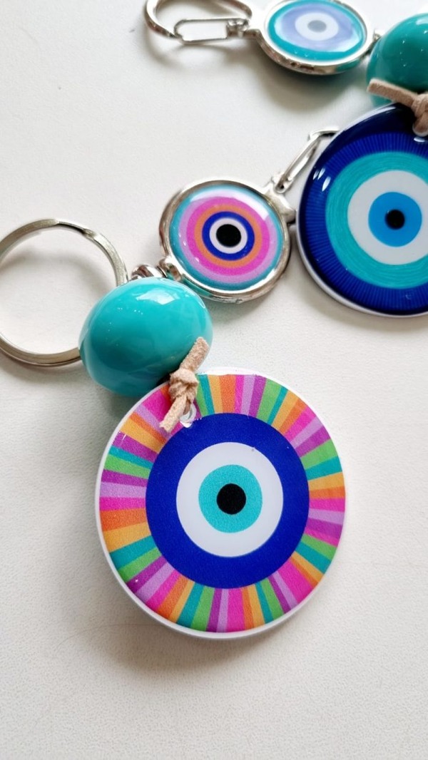 Chaveiro simples resina Olho grego colorido – Iaiá Casa
